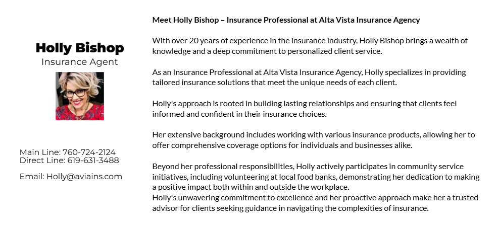 Holly Bishop - Alta Vista Insurance Agent