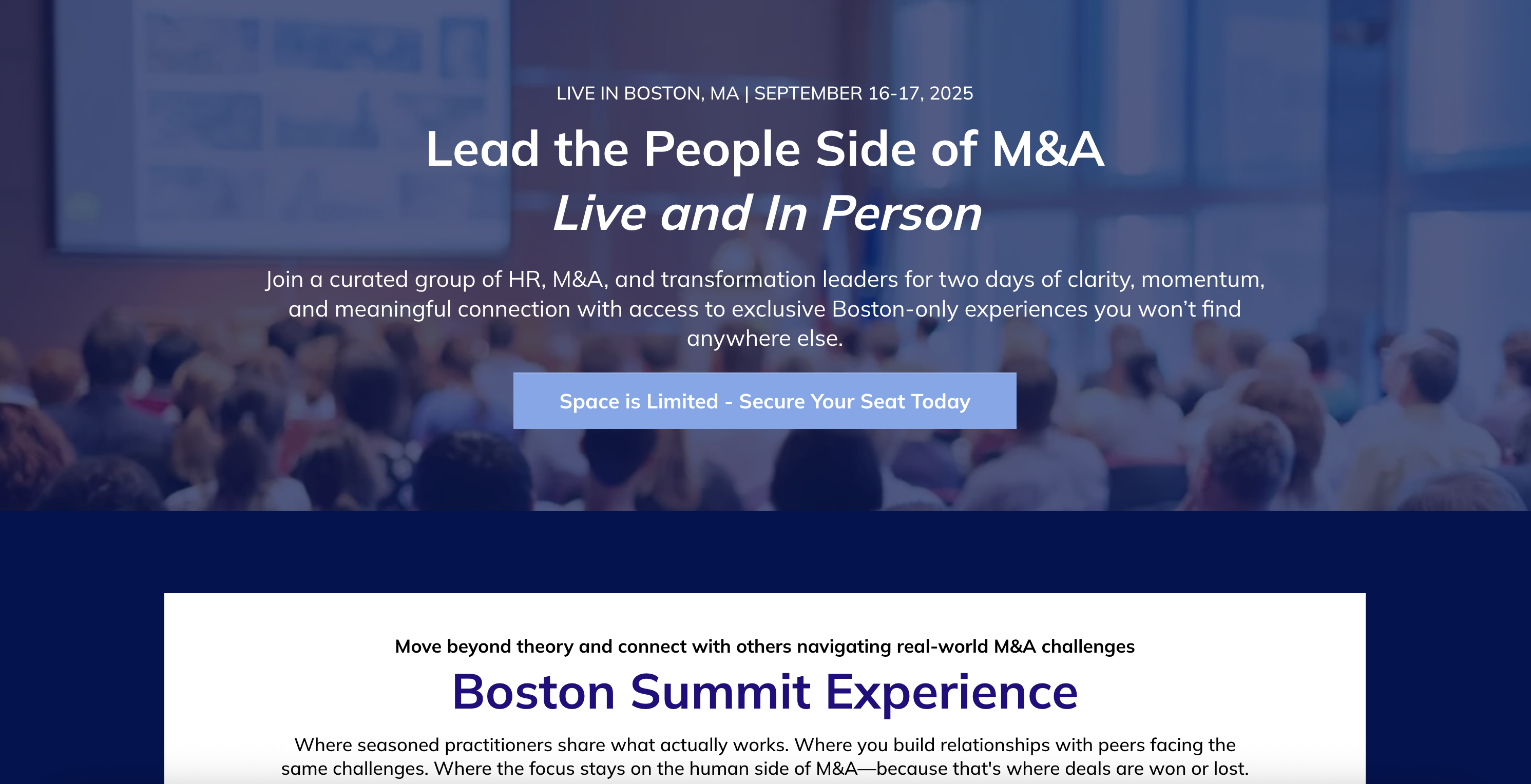 Boston People Synergy Summit - Live M&A Leadership Training