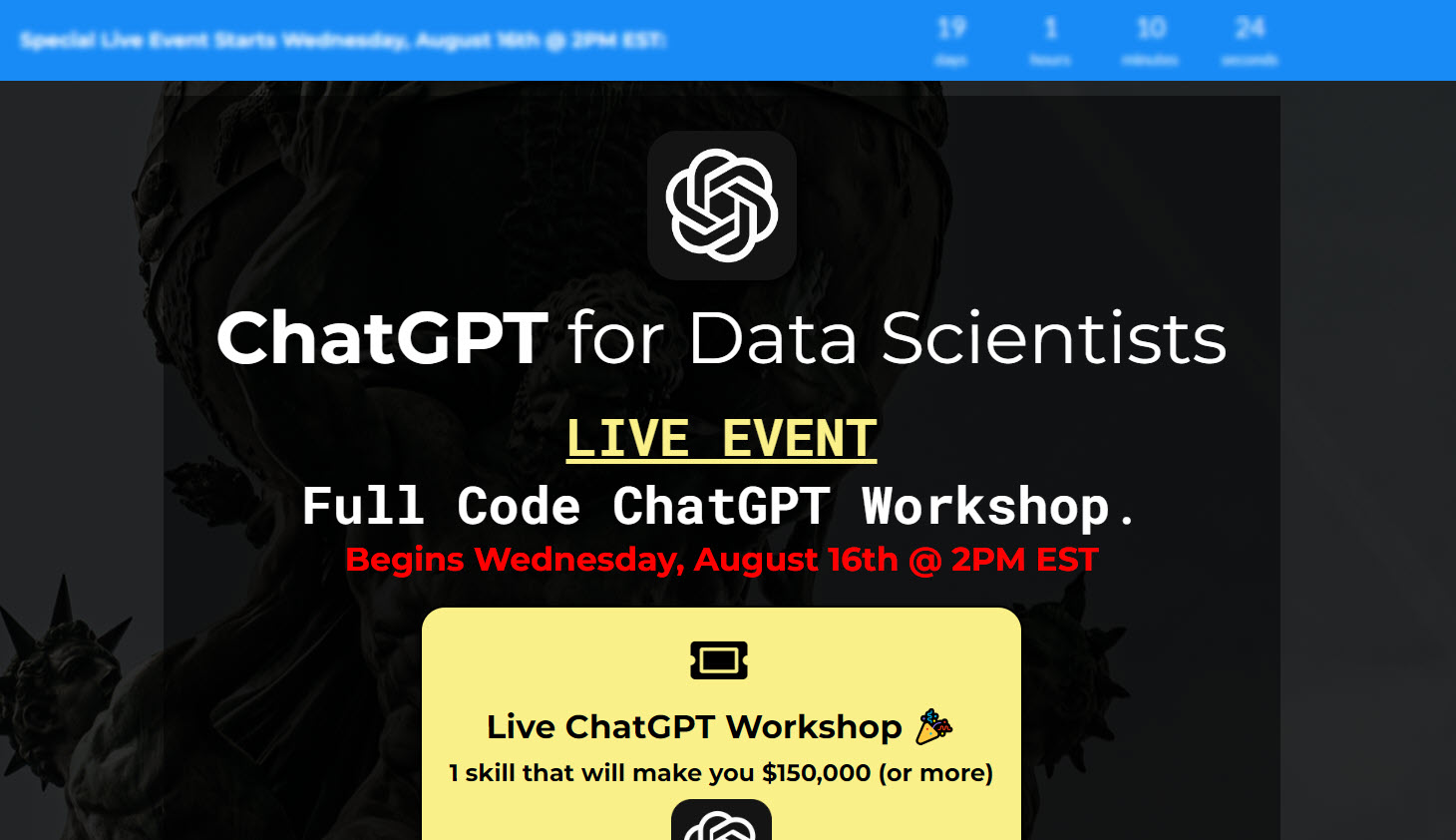 LIVE ChatGPT for Data Scientists Workshop