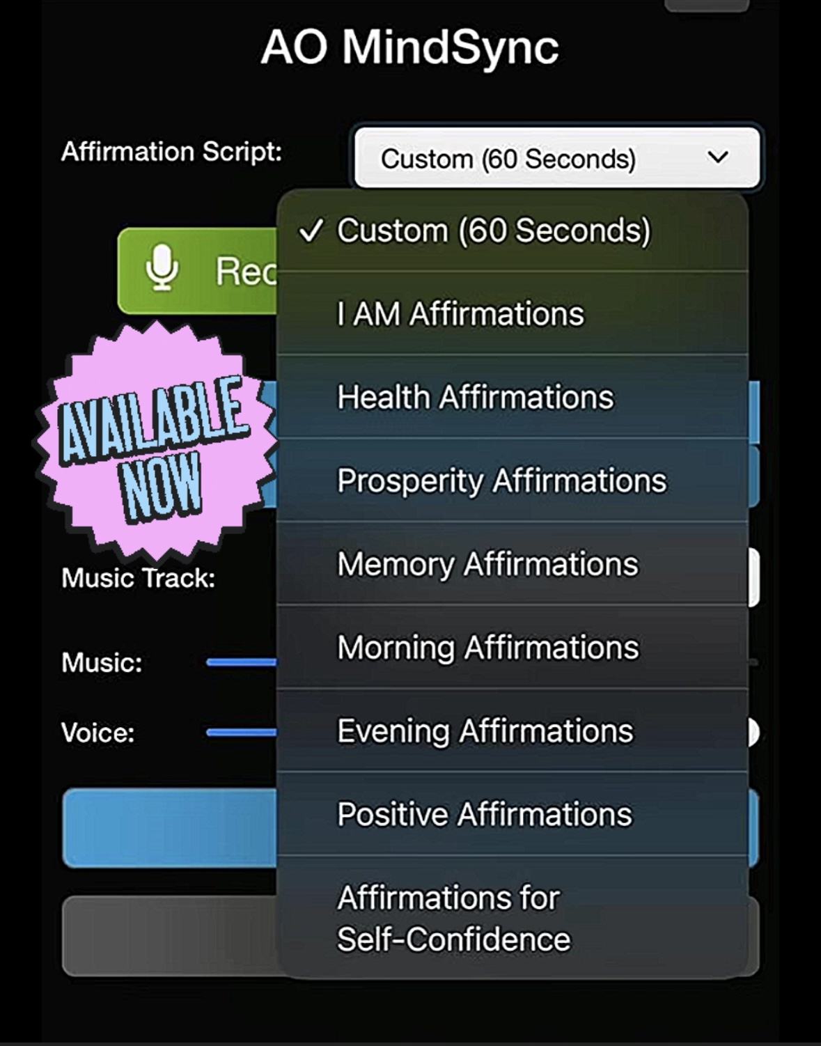 AO Scan Mind Sync Custom Affirmations