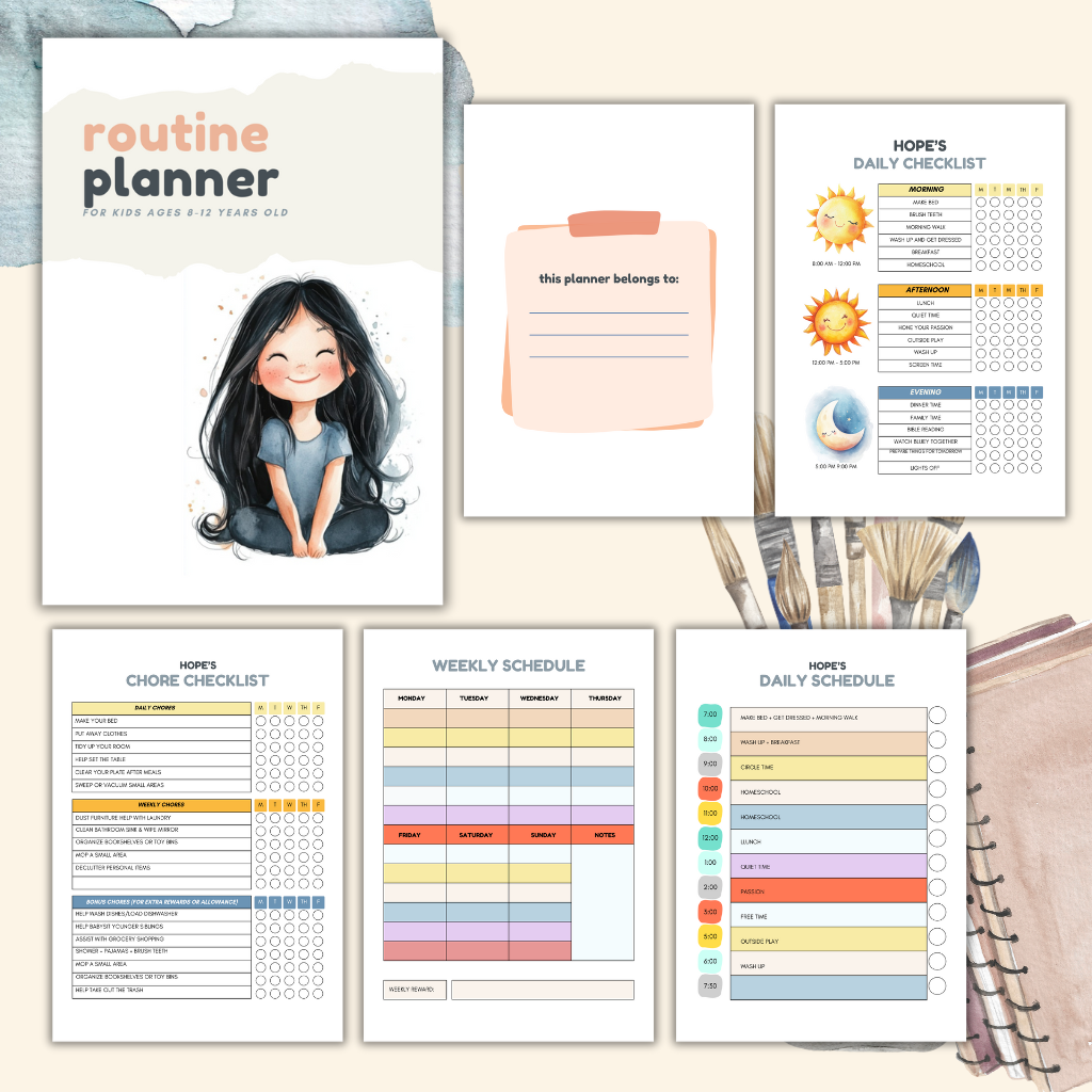 Customizable Kids Routine Planner – Editable Daily, Weekly & Chore