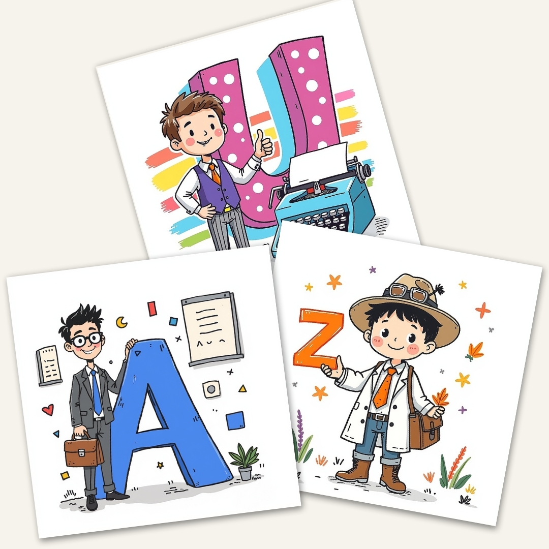 A to Z Jobs for Kids – Cartoon Career Characters PNG