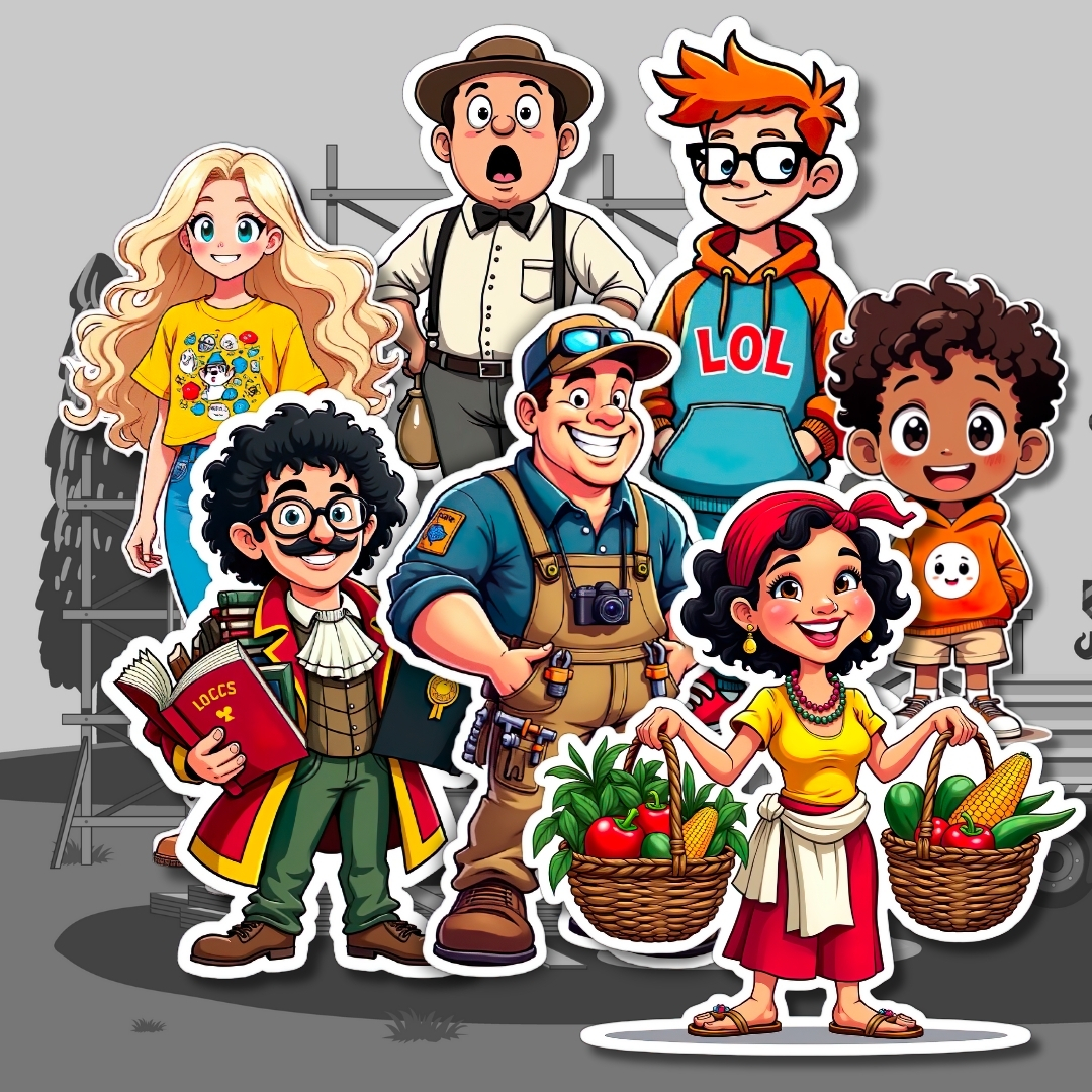 250+ Cartoon People Stickers PNG for Digital Planners & Crafts