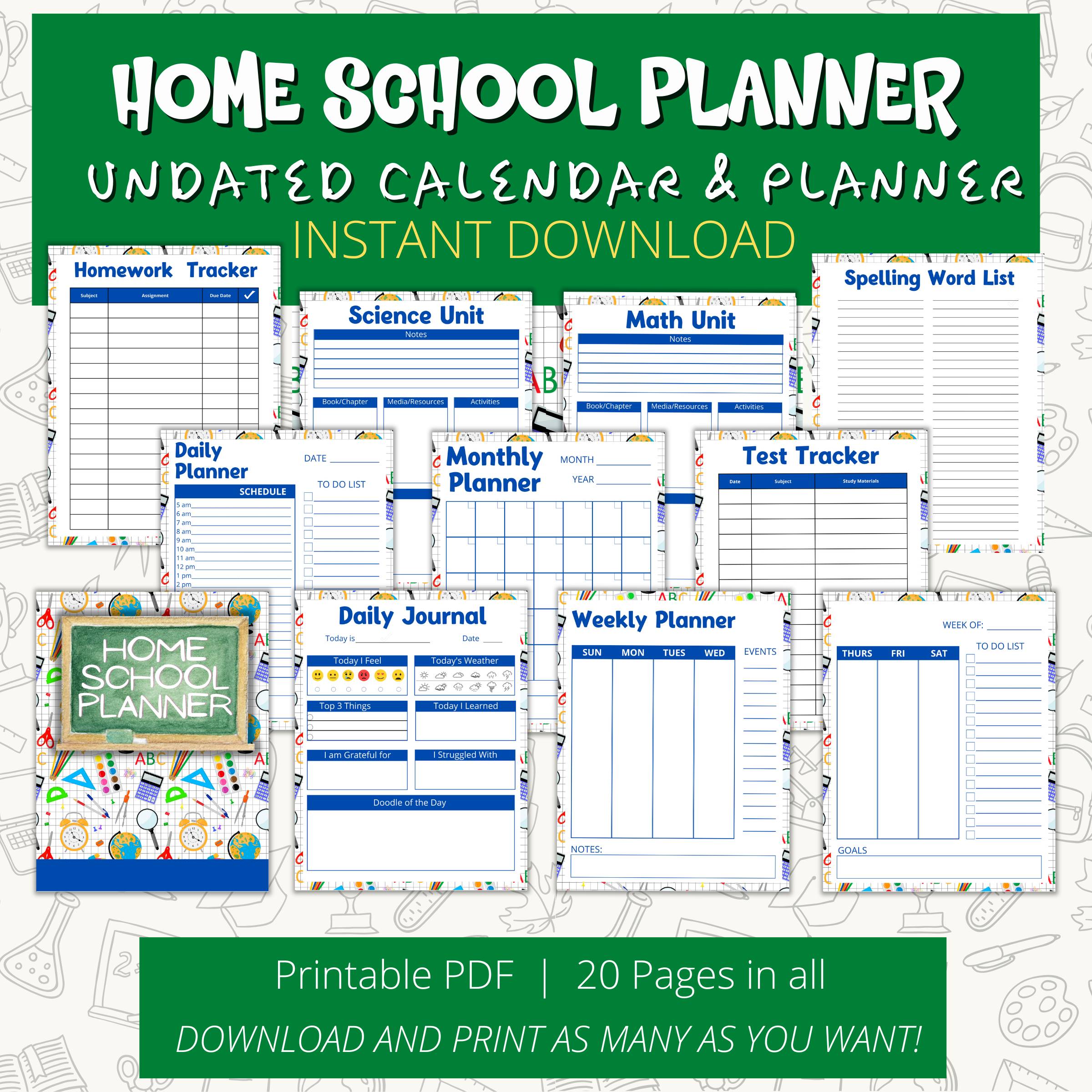 Homeschool Undated Planner