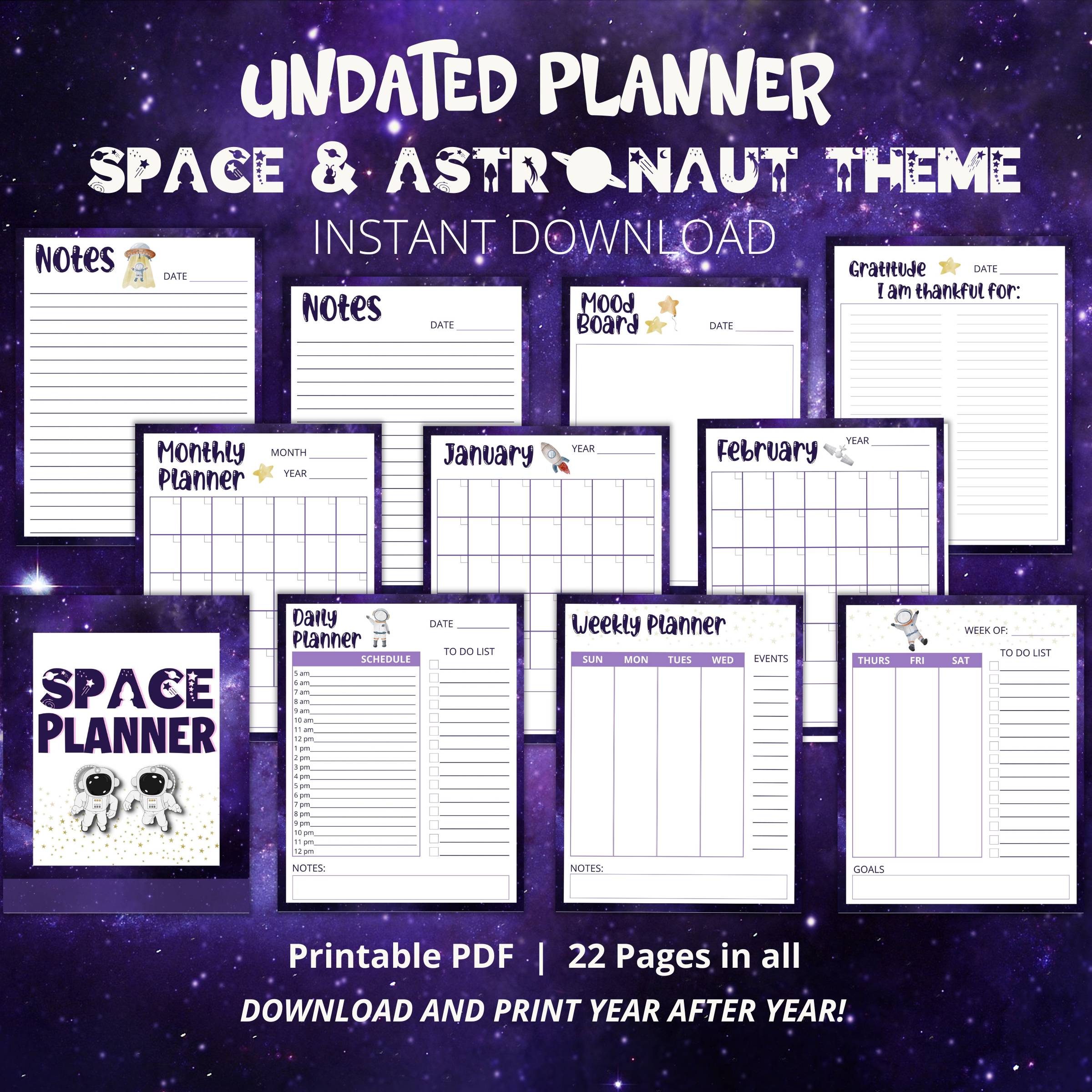 Space & Astronaut Planner - Undated
