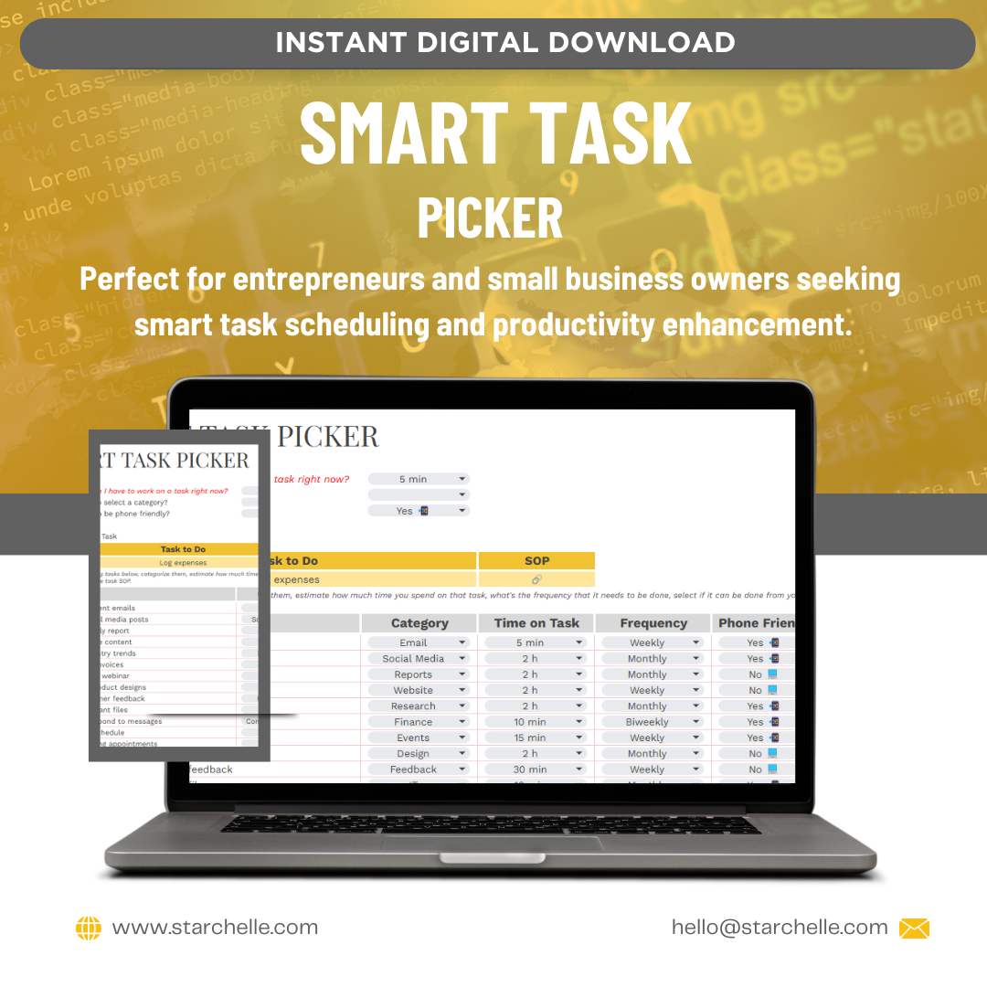 SMART Task Picker Spreadsheet | Boost Productivity & Manage Tasks