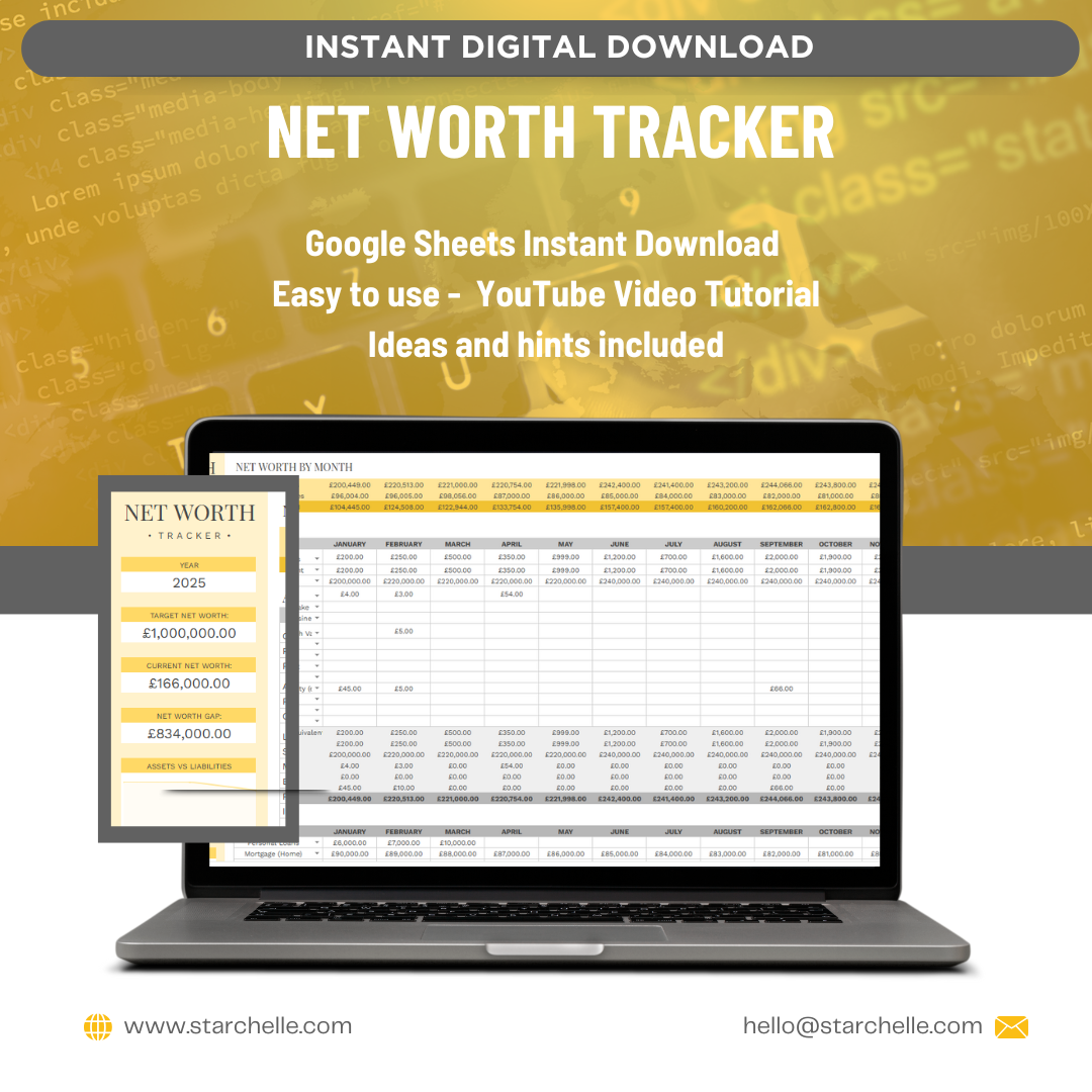 Net Worth Tracker | Editable Personal Finance Spreadsheet
