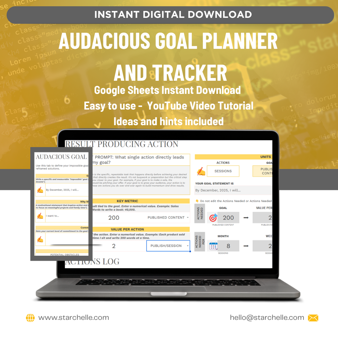 Audacious Goal Planner & Tracker | Goal-Setting Spreadsheet