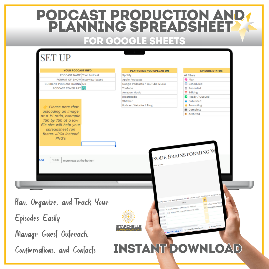 Podcast Production and Planning Spreadsheet