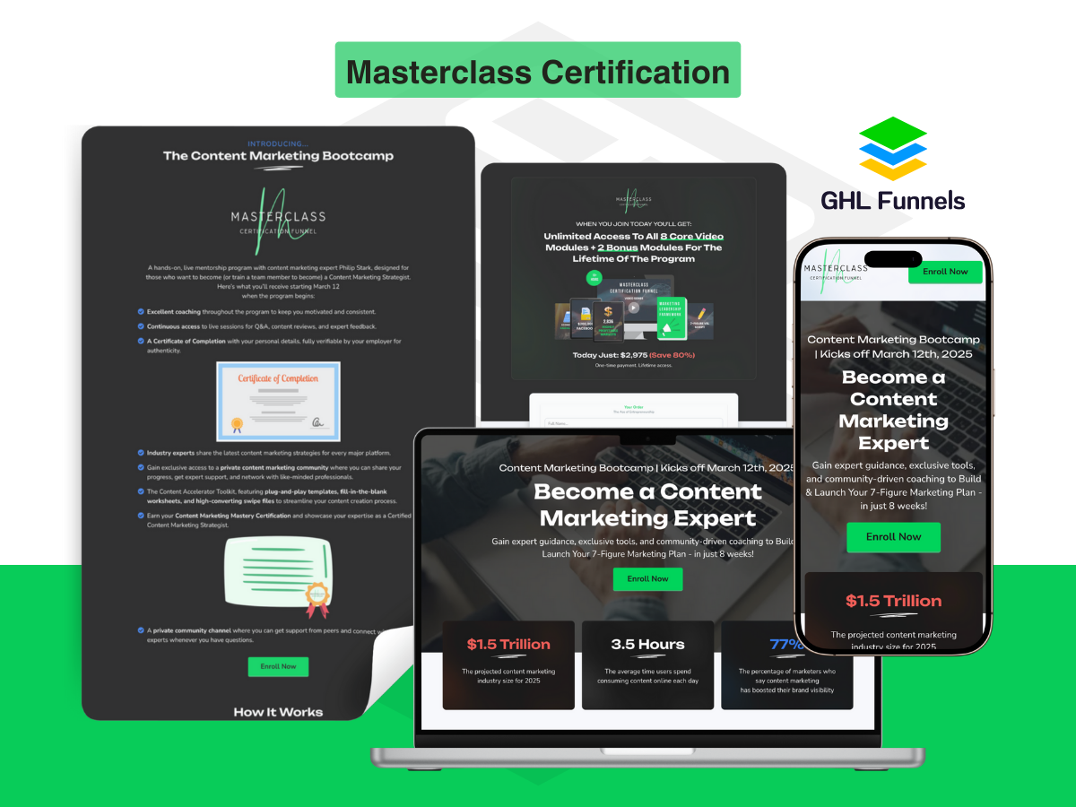 Masterclass Certification Funnel Template for GHL
