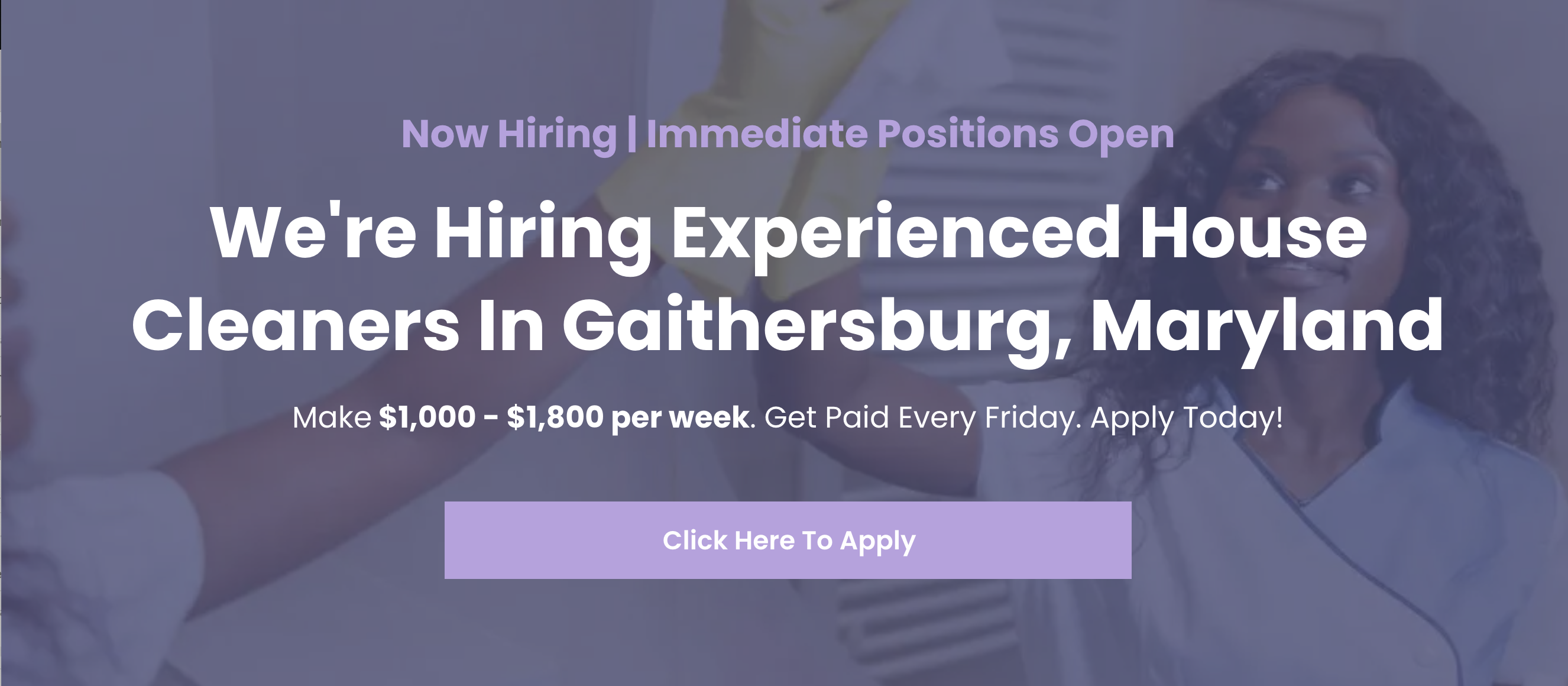 Now Hiring House Cleaners in MD