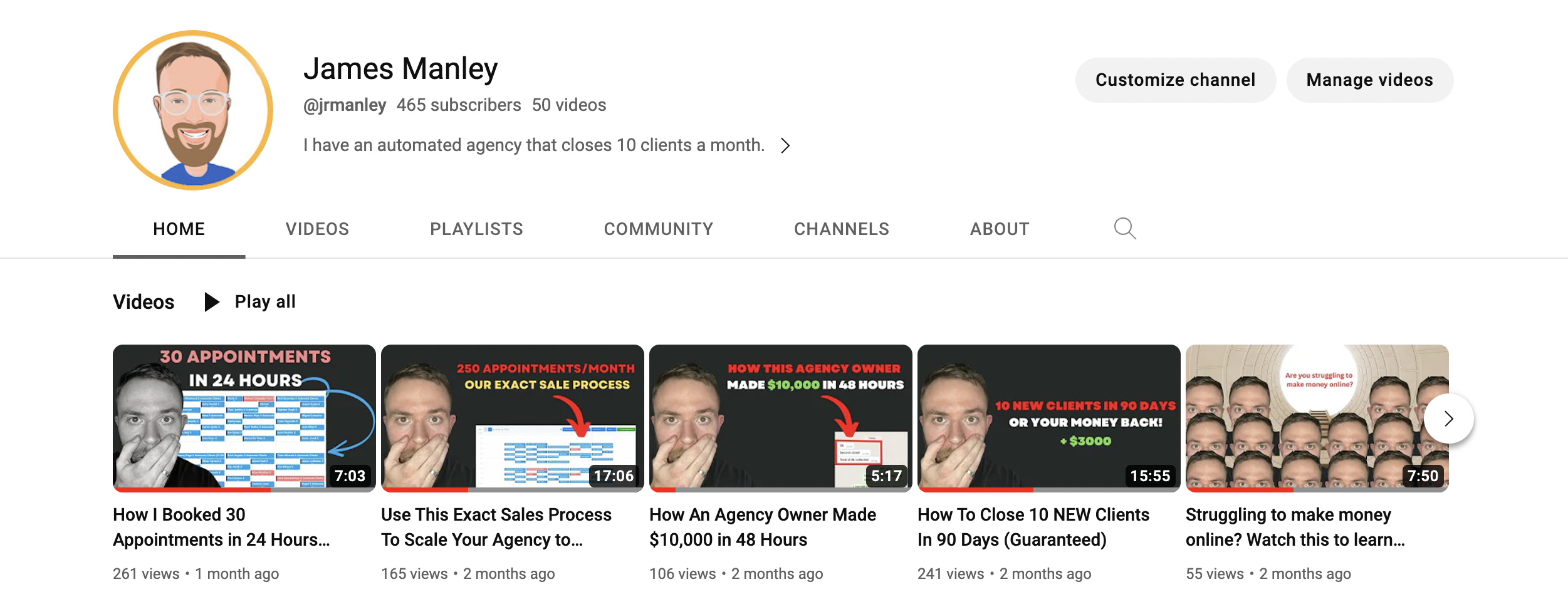 WATCH JAMES' YOUTUBE CHANNEL