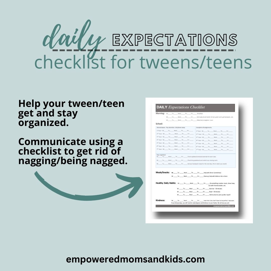 Daily Expectations Checklist for Parents of Tweens and Teens