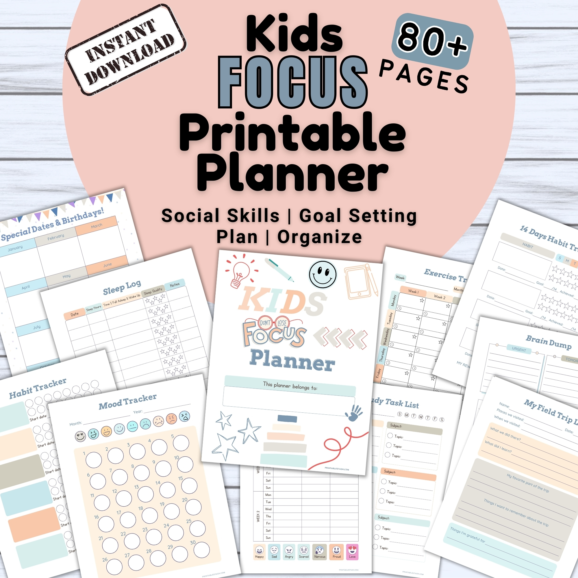Kids Focus Planner – Printable Routine Tracker for Better Attention
