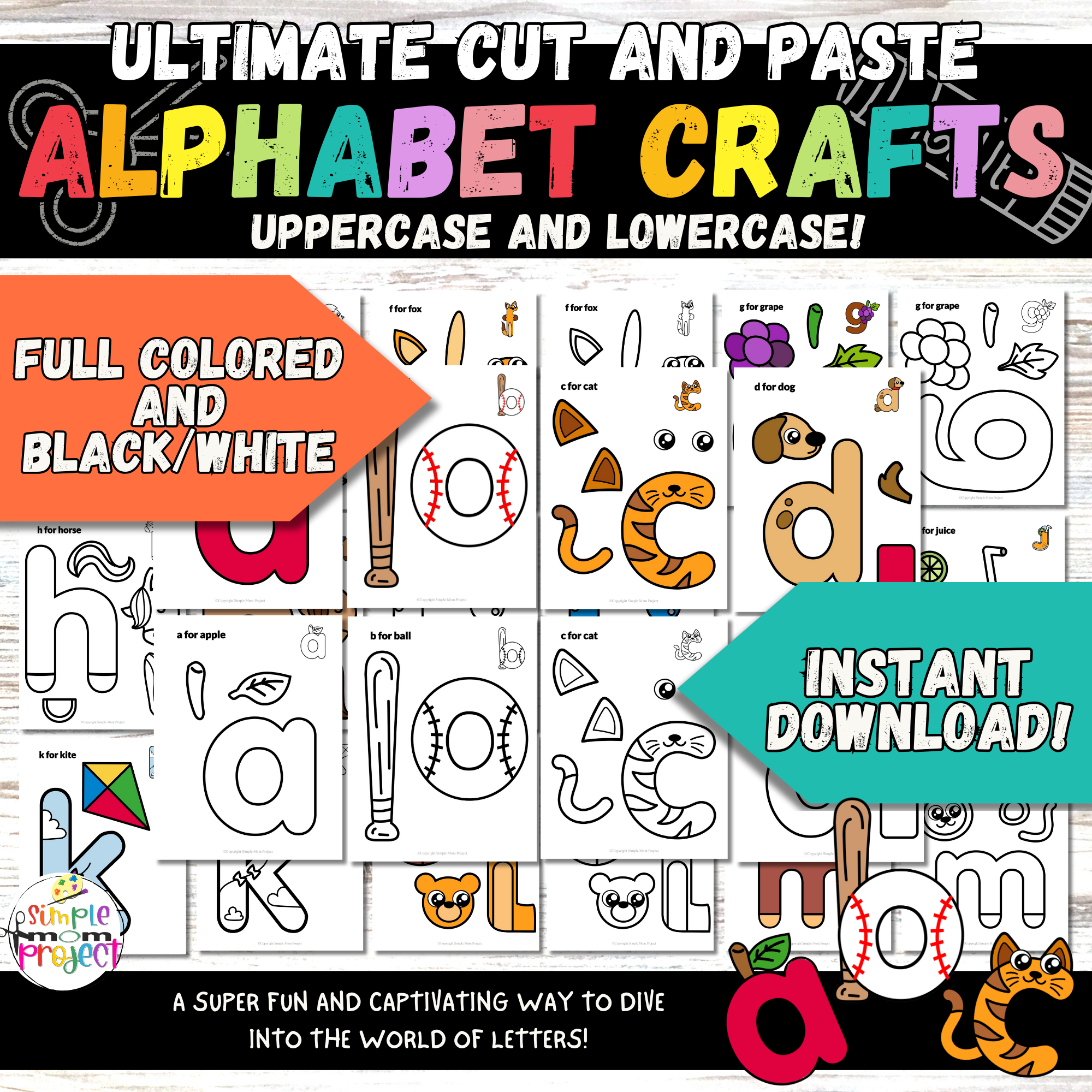 52 Cut and Paste Lowercase Alphabet Craft ABC Activity