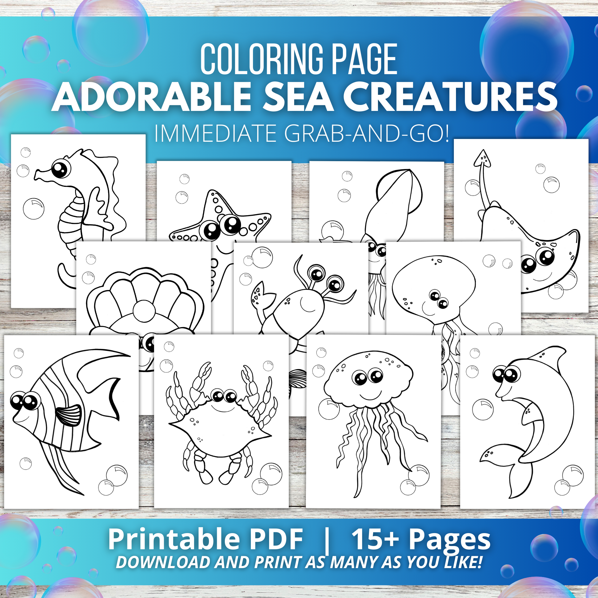 40 Ocean Animal Printable Templates and Coloring Pages