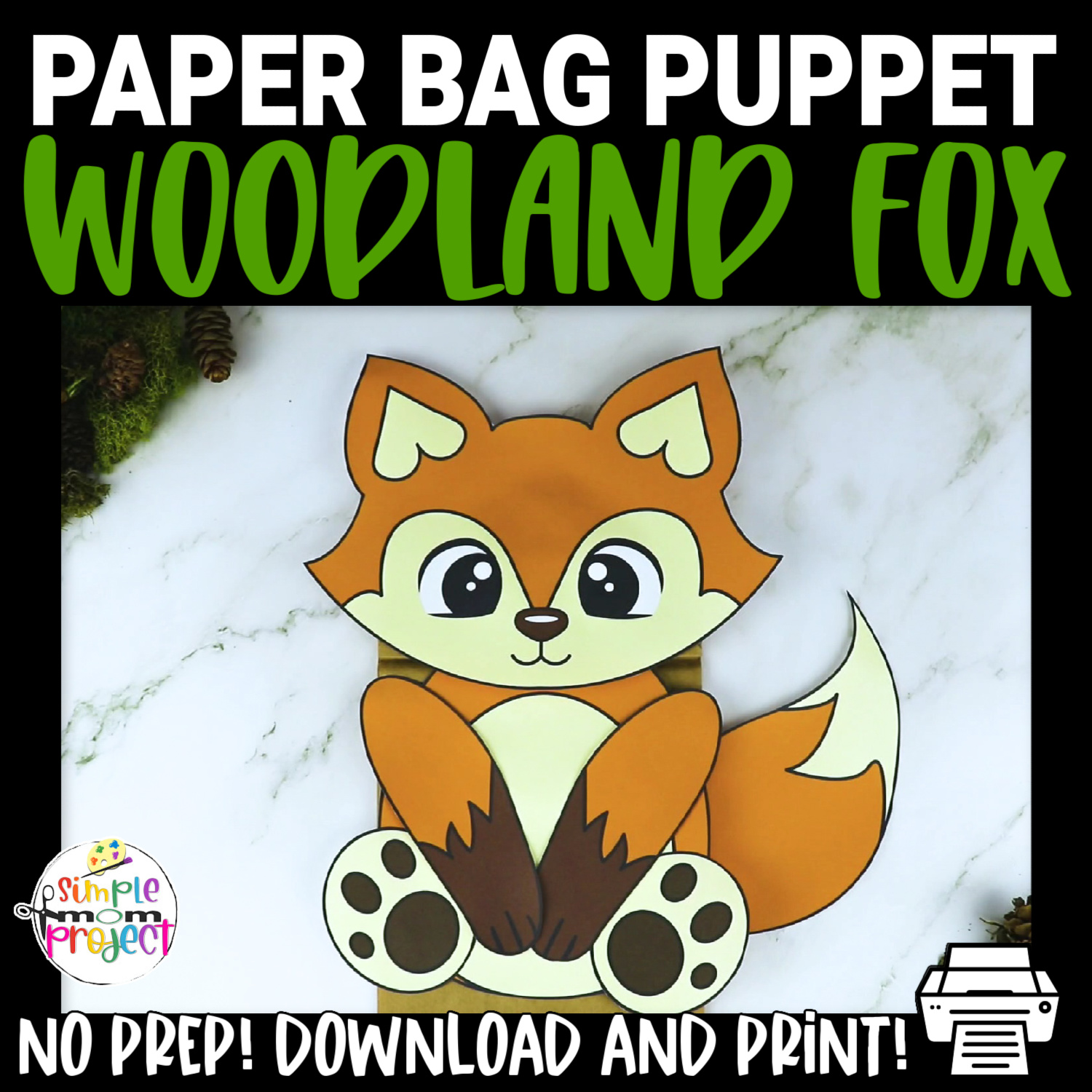 Easy Fox Paper Bag Puppet Craft Printable Template