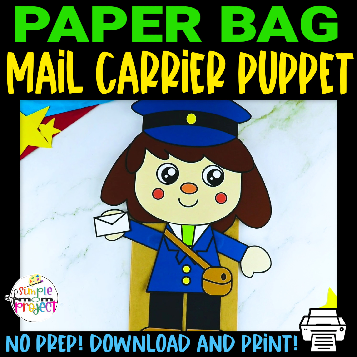 Mail Carrier Paper Bag Puppet – Printable Community Helper Craft