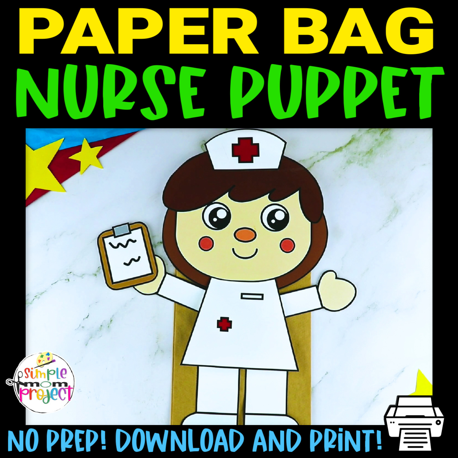Nurse Paper Bag Puppet – Printable Community Helper Craft