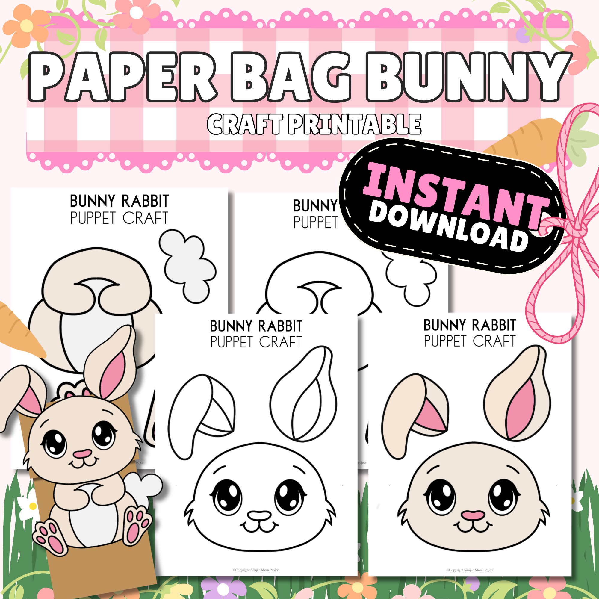 Bunny Rabbit Paper Bag Puppet Craft – Printable Template for Kids