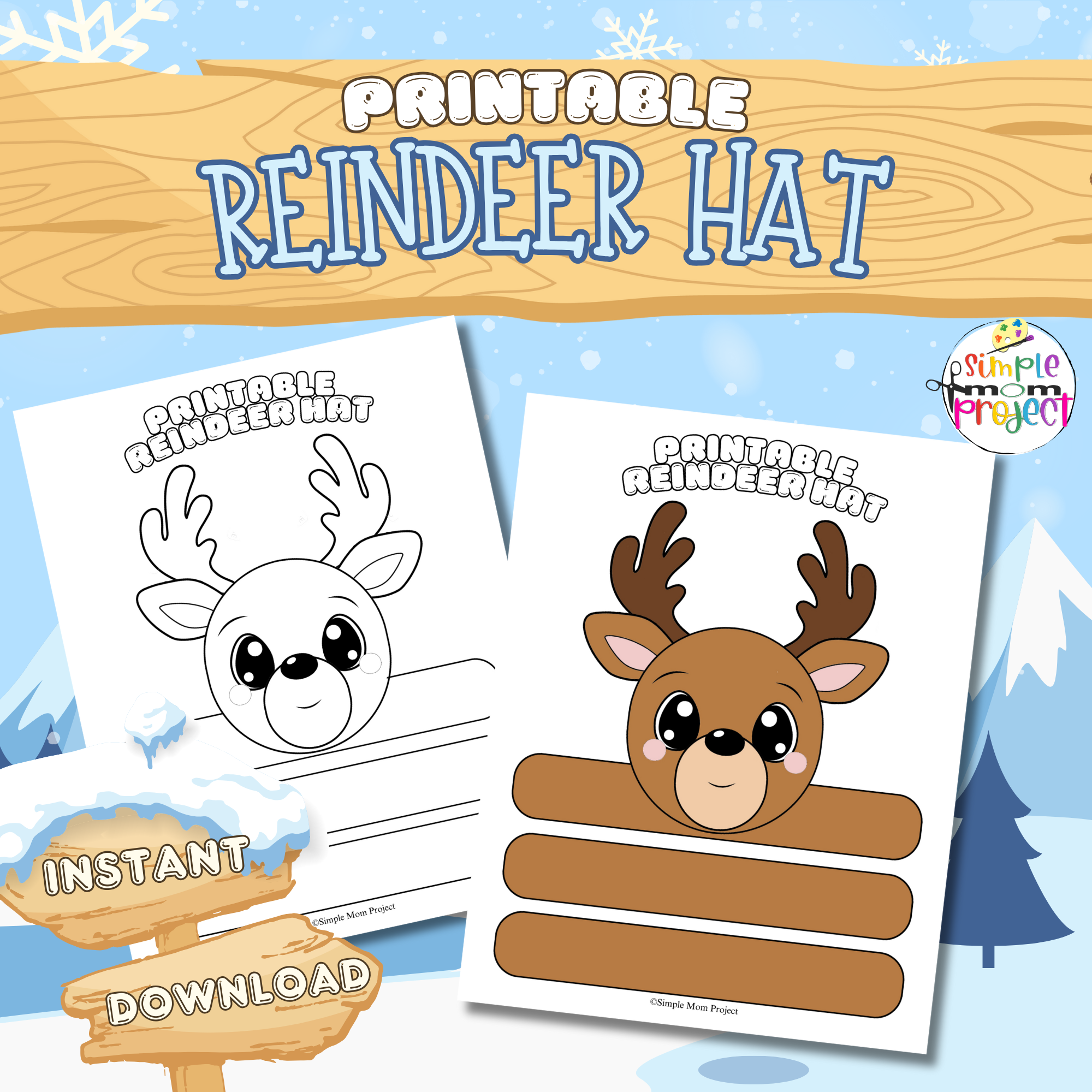 Reindeer Hat Craft – Printable Template Activity for Kids