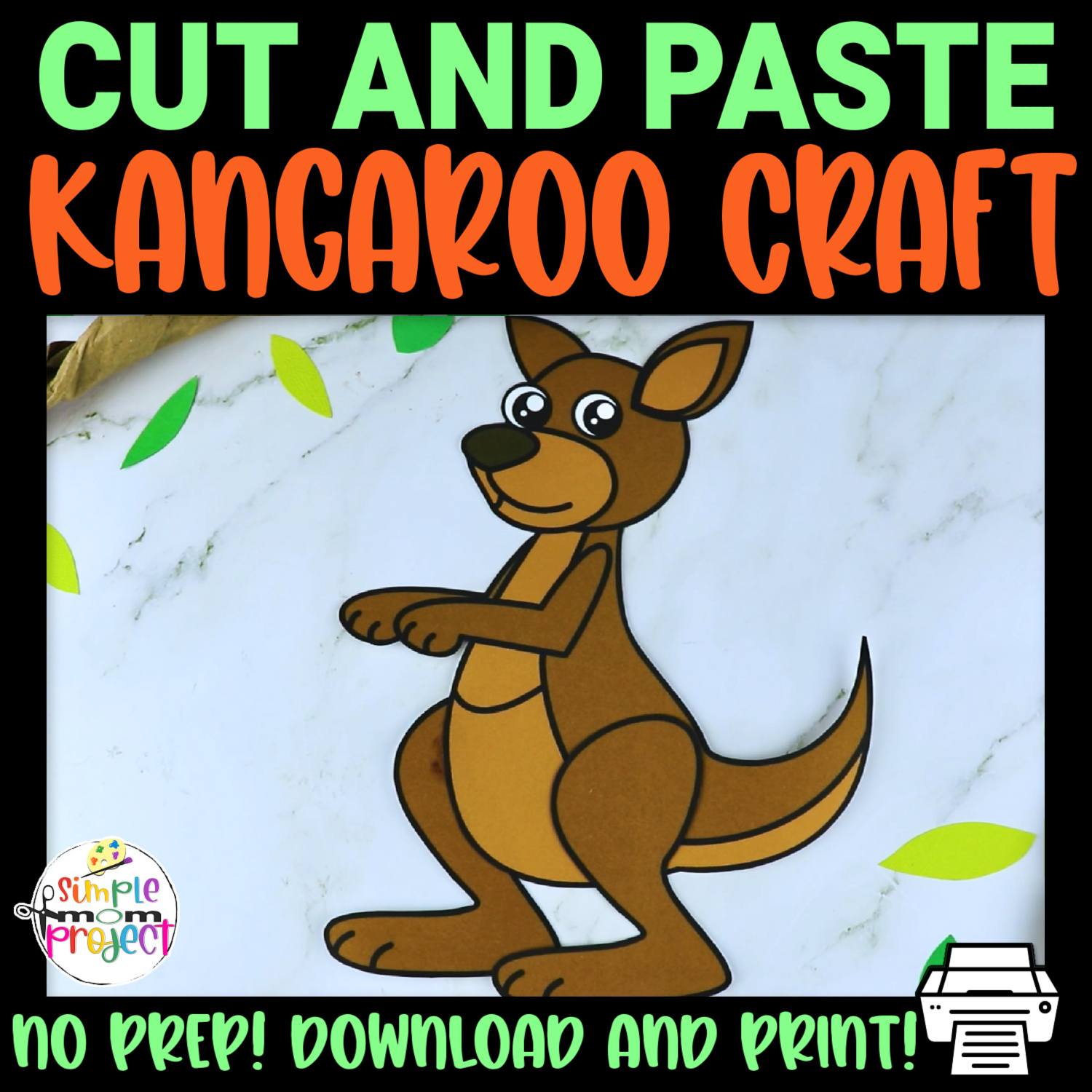 Kangaroo Craft – Easy Printable Cut & Paste Activity for Kids