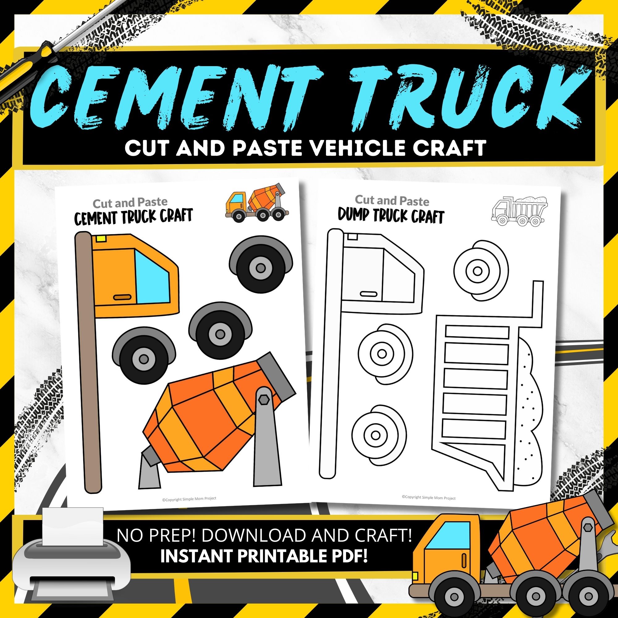 Printable Preschool Cement Truck Craft Template