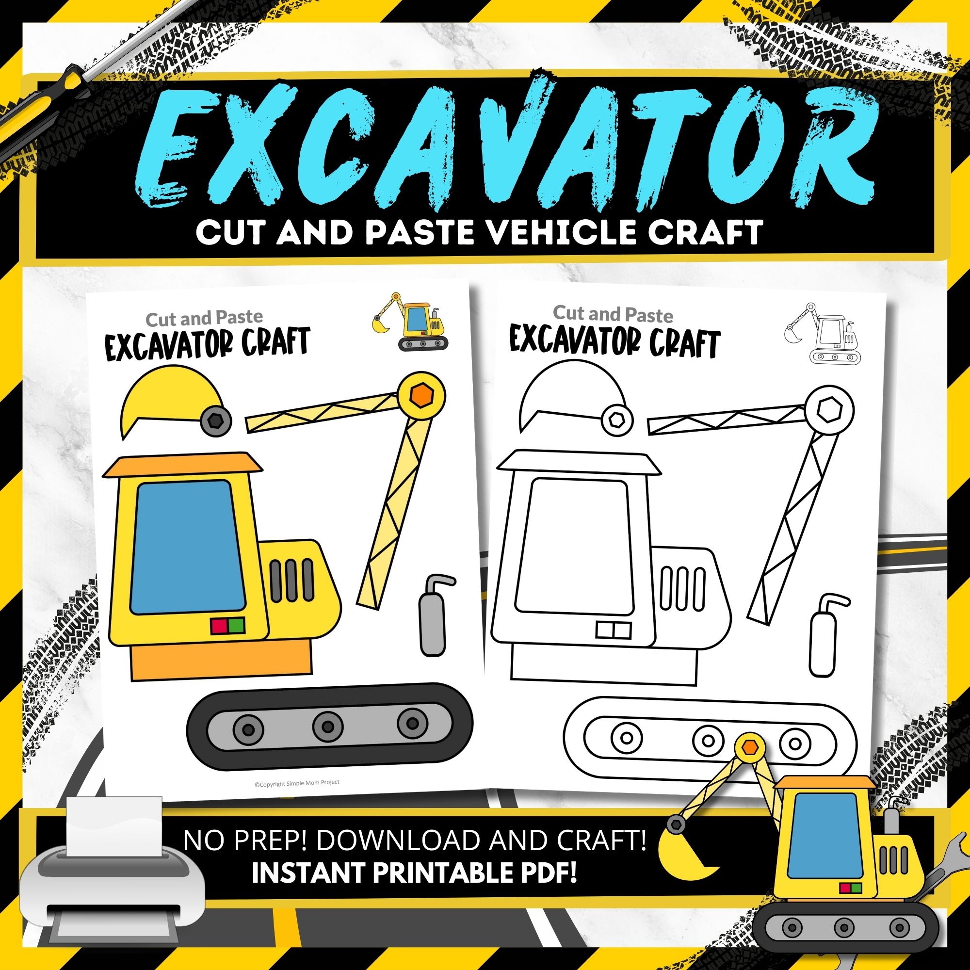 Easy Build an Excavator Preschool | Instant Download