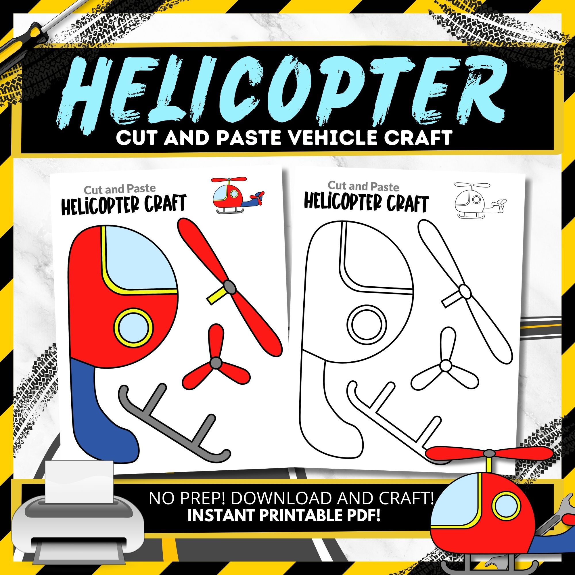 Printable Preschool Helicopter Craft Activity | Instant Download