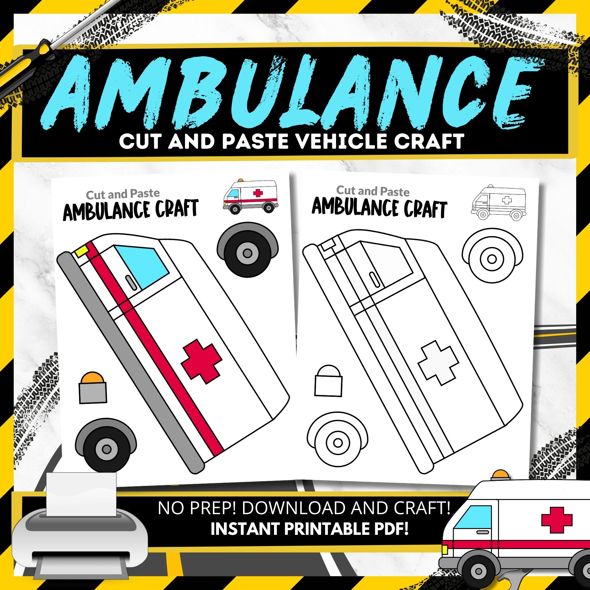 Printable Preschool Ambulance Craft Activity | Instant Download