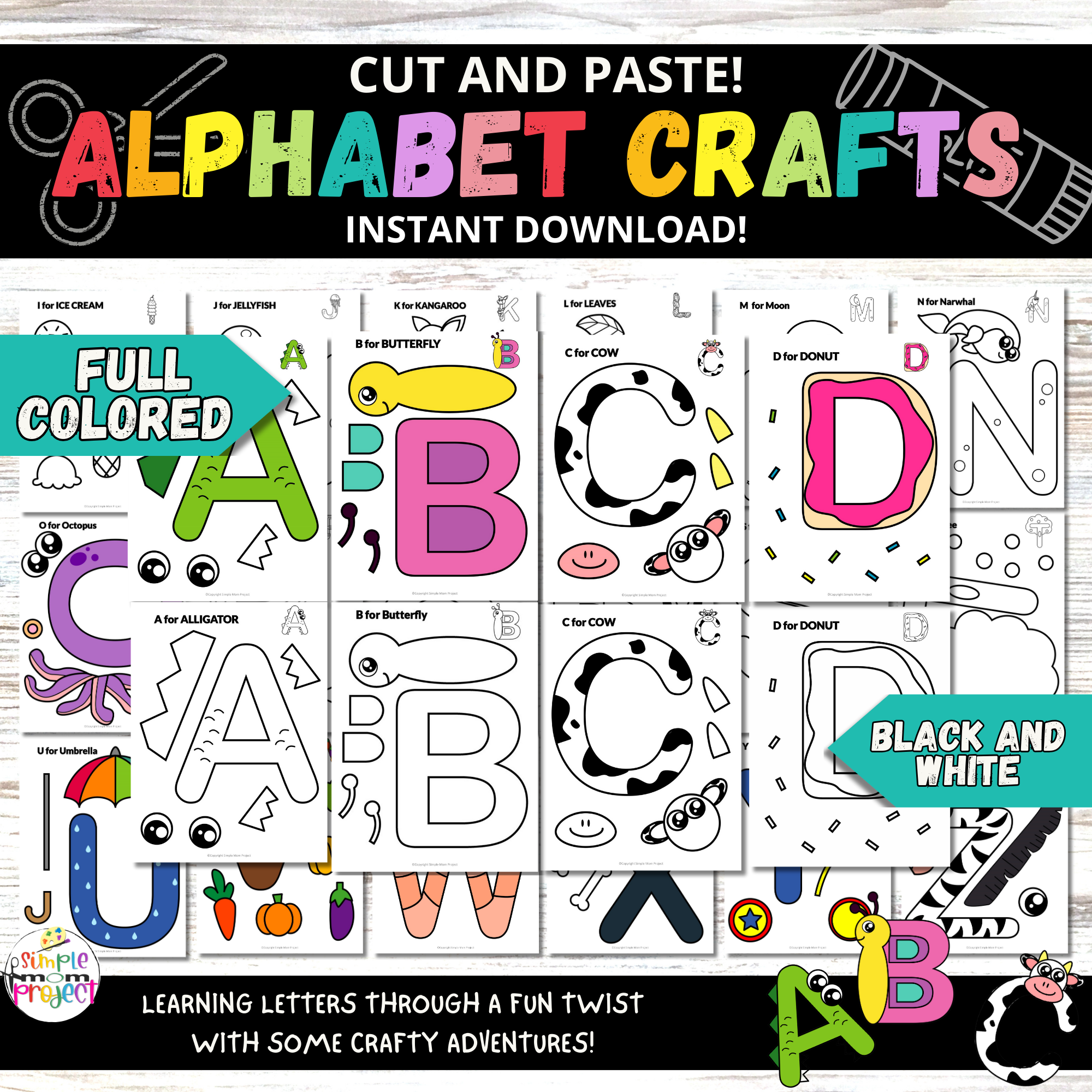 52 ULTIMATE Alphabet Cut and Paste Craft Printable Templates
