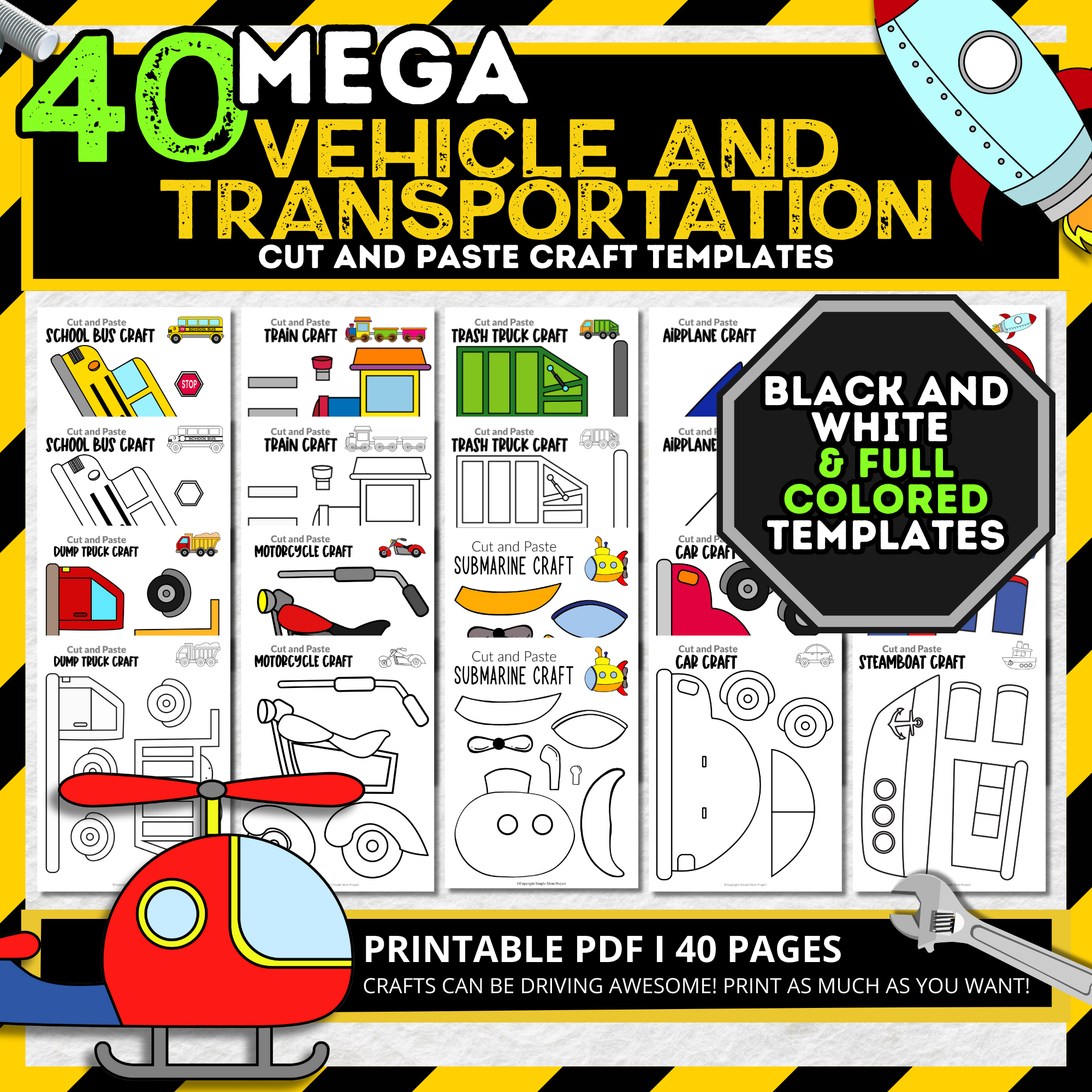 40 Printable Mega Vehicle and Transportation Craft Templates for Kids
