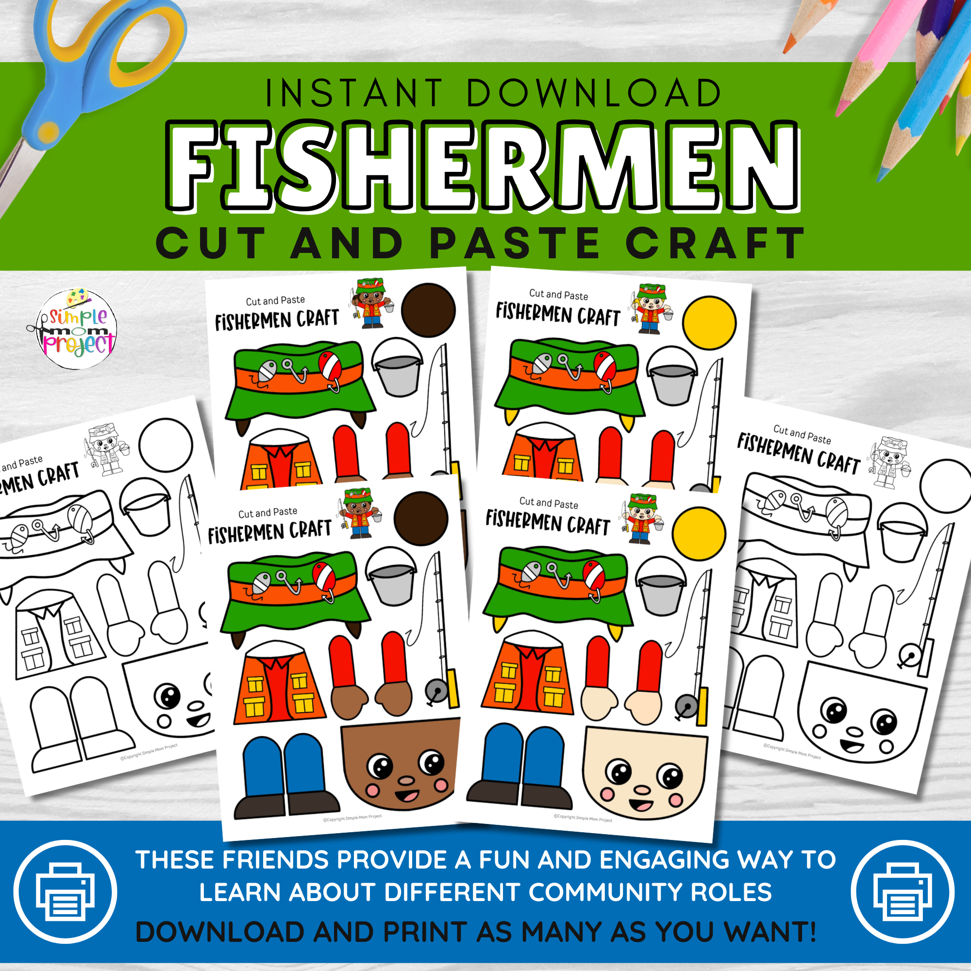 Fisherman Craft Printable – Fun Cut & Paste Activity for Kids