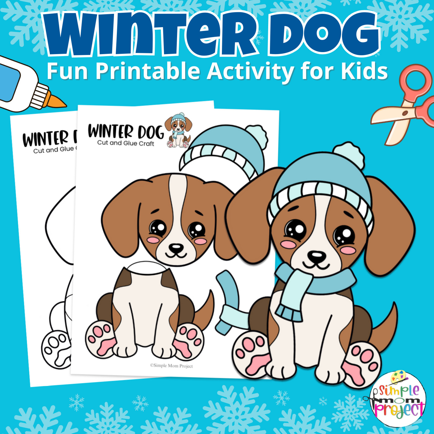 Winter Dog Craft – Fun Printable Cut & Glue Activity for Kids