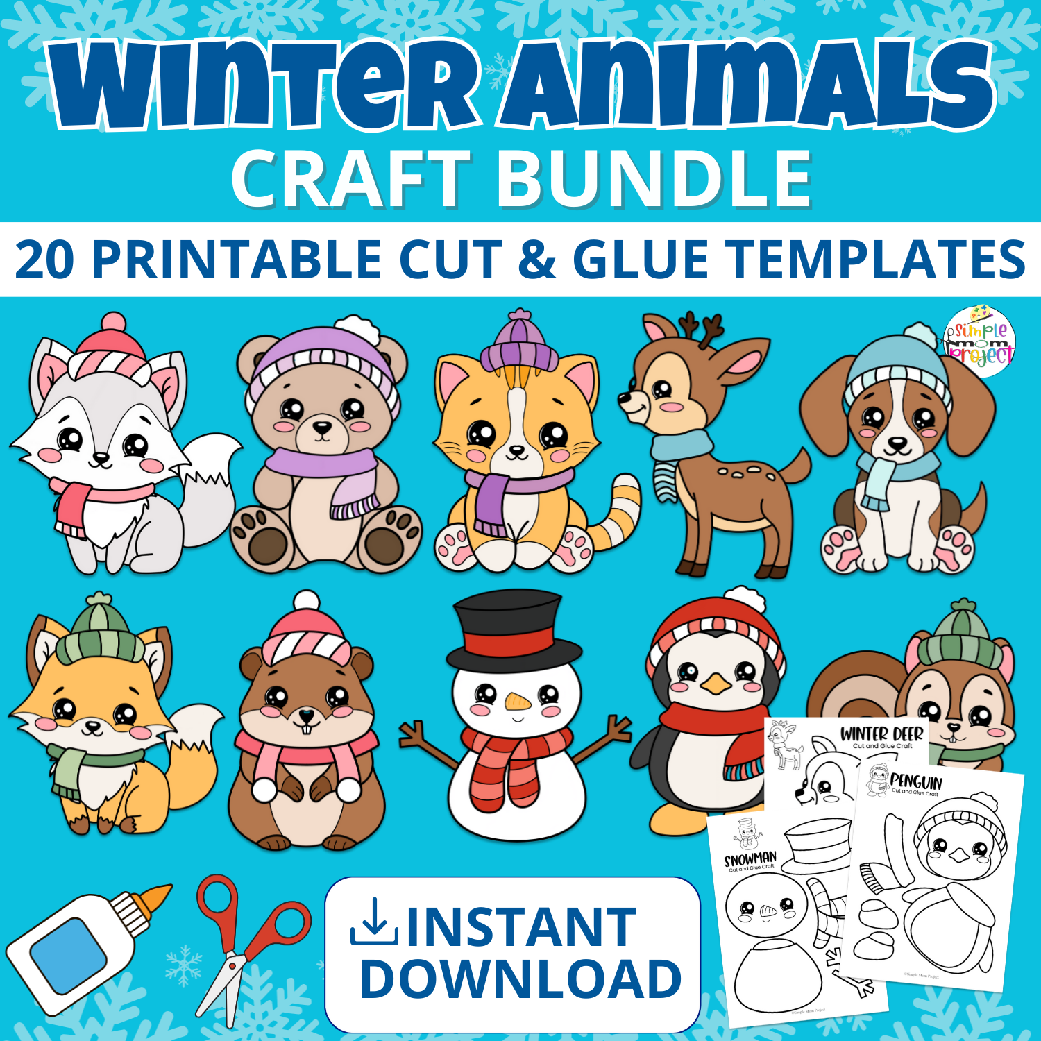 Winter Animals Craft Bundle – 40 Page Printable Activity Pack