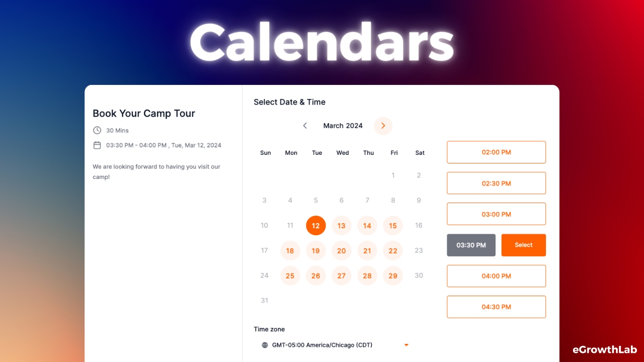 Unlimited digital calendars to simplify booking online | eGrowthLab