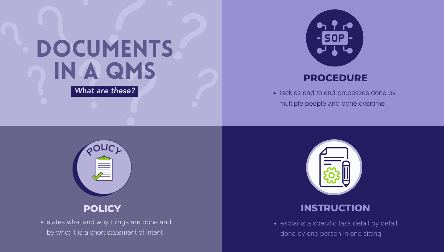 Do you know the difference between a procedure, a policy and an instruction