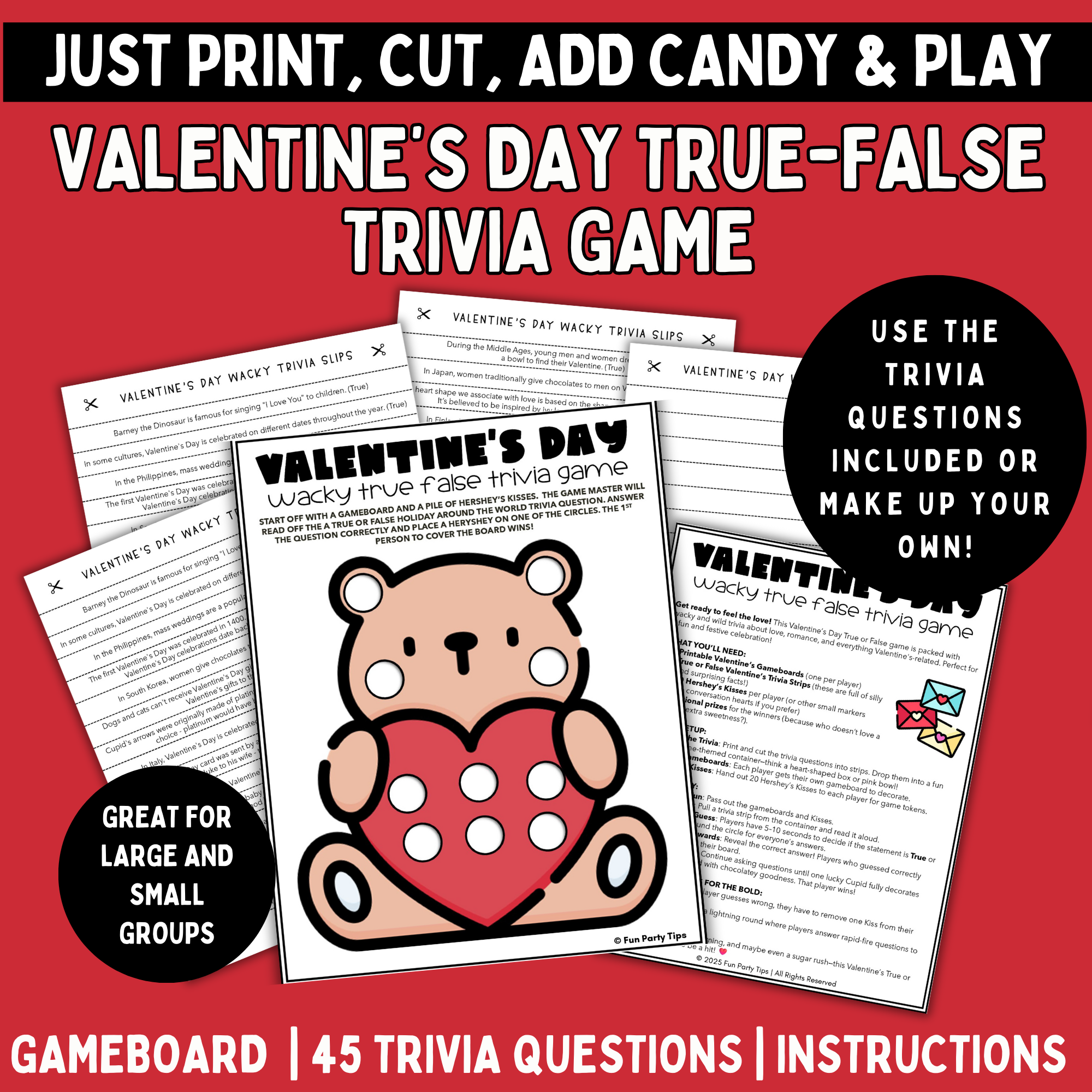 Valentine's Day True - False Trivia Game