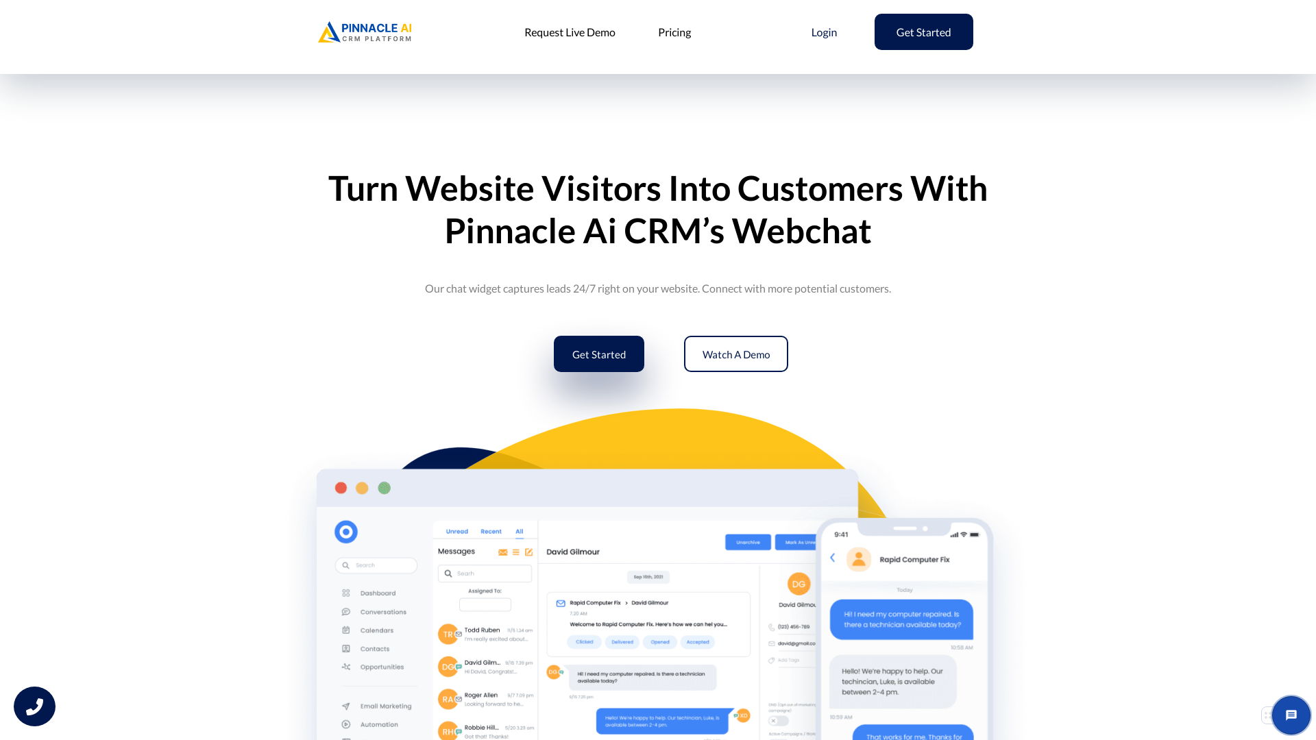 Capture More Leads with Website Chat - Pinnacle Ai CRM