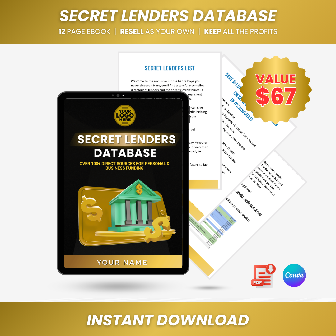 Secret Lenders Database (Resell Rights Included)