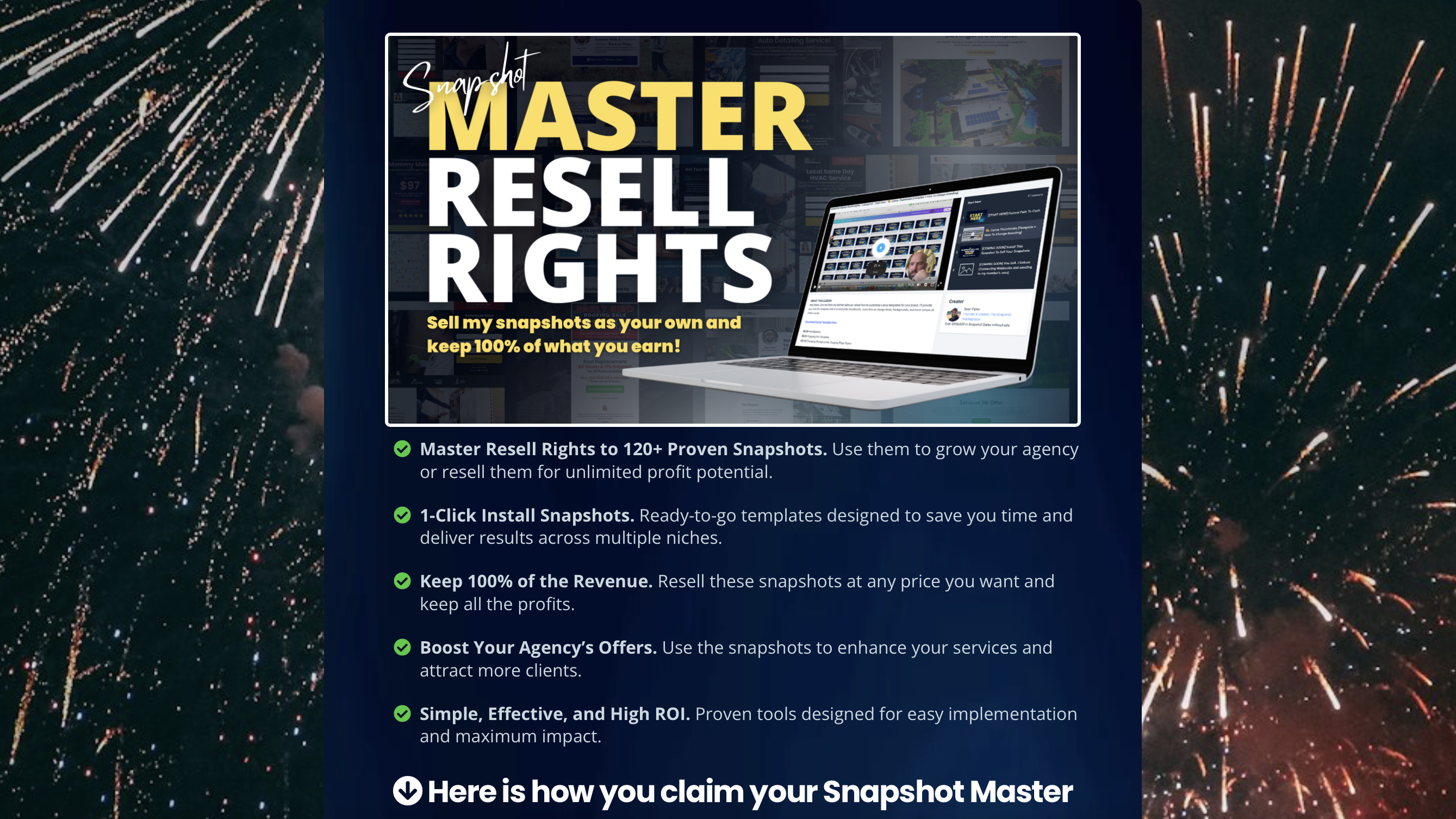 🤩 Master Resell Rights to 120+ Snapshots