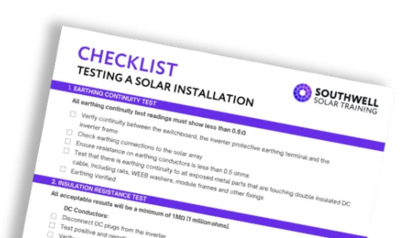 Southwell Solar Training | Solar Testing Checklist
