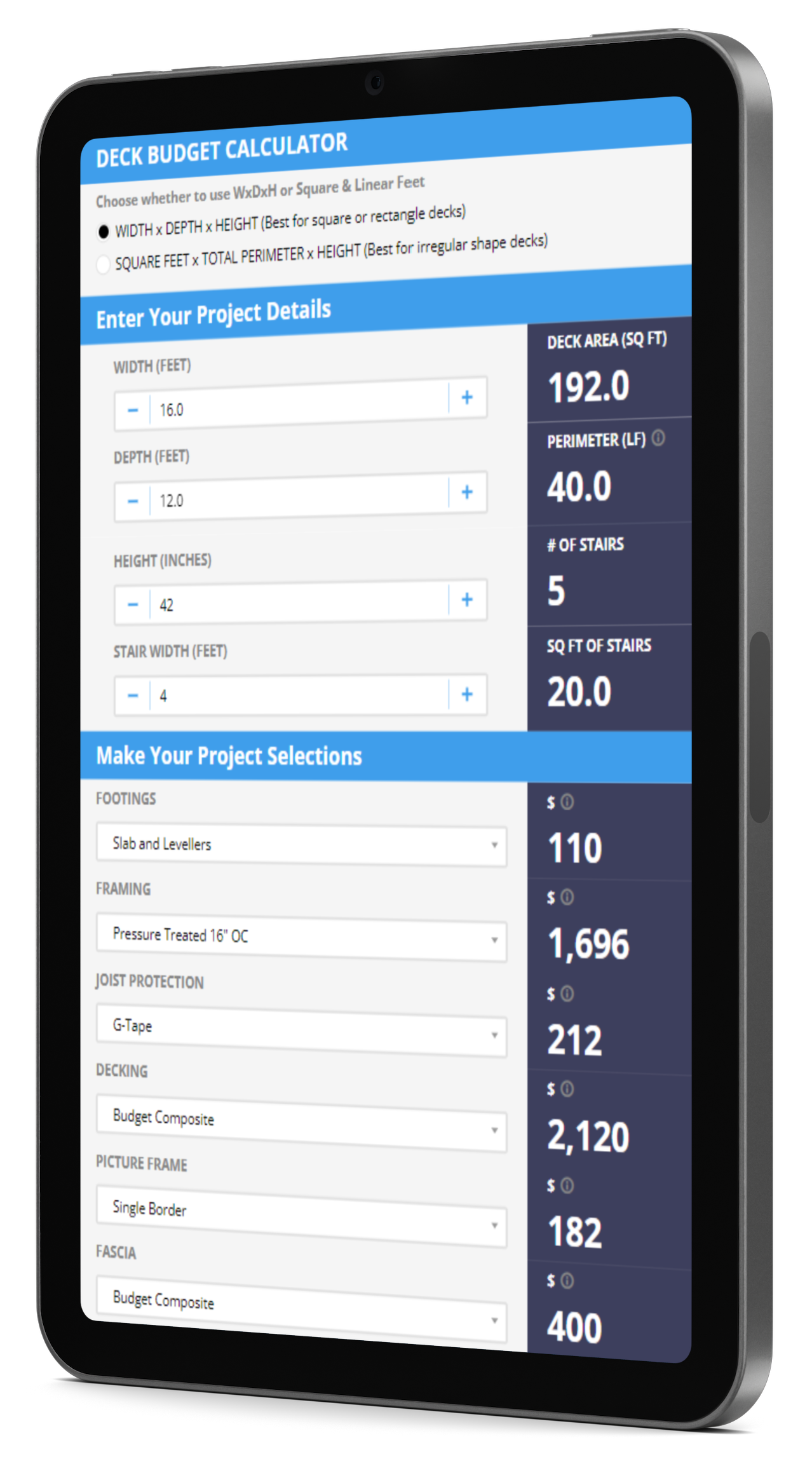 Deck Budget Calculator - The Ultimate Deck Shop