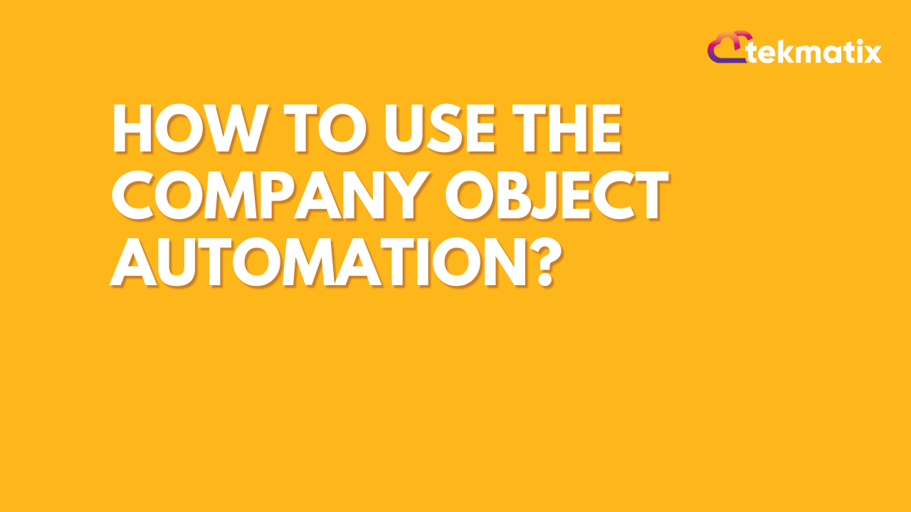 How to use the Company Object Automation?