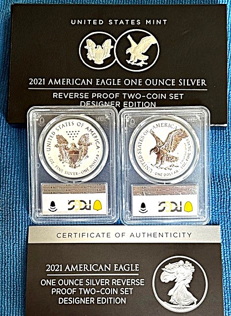 2021 American Silver Eagle Reverse Proof Two-Coin Designer Edition Set