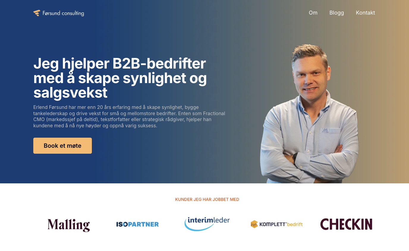 B2B tekstforfatter og Fractional CMO - Erlend Førsund