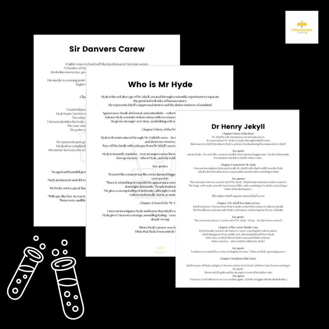 Free Jekyll & Hyde Character Revision Sheets