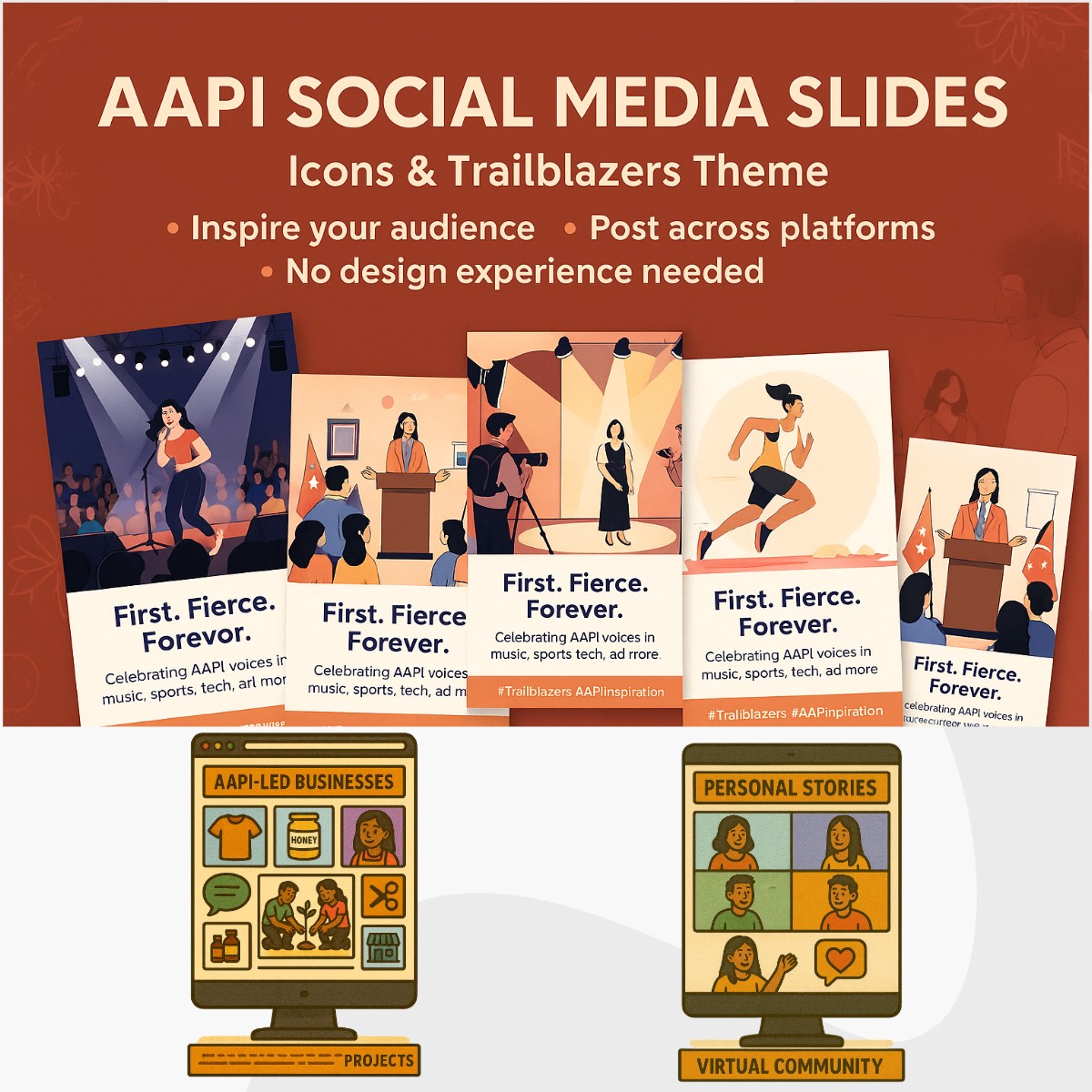 AAPI Heritage Month Social Media Bundle | 30+ Slides