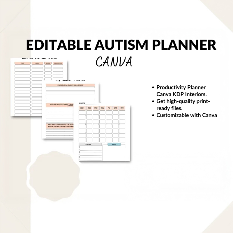 Editable Autism Planner | Canva Template (77 Pages)