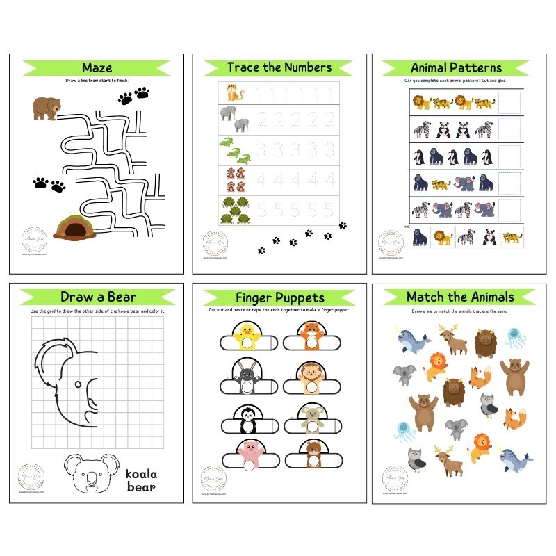 Zoo Animal Activity Sheets Age 2-4